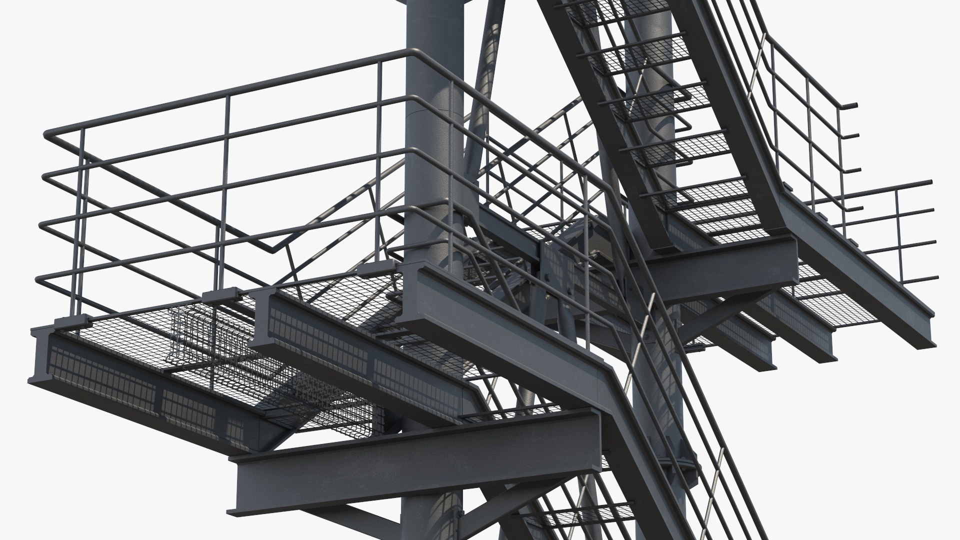 3D Modular Fire Escape Black - TurboSquid 2273741