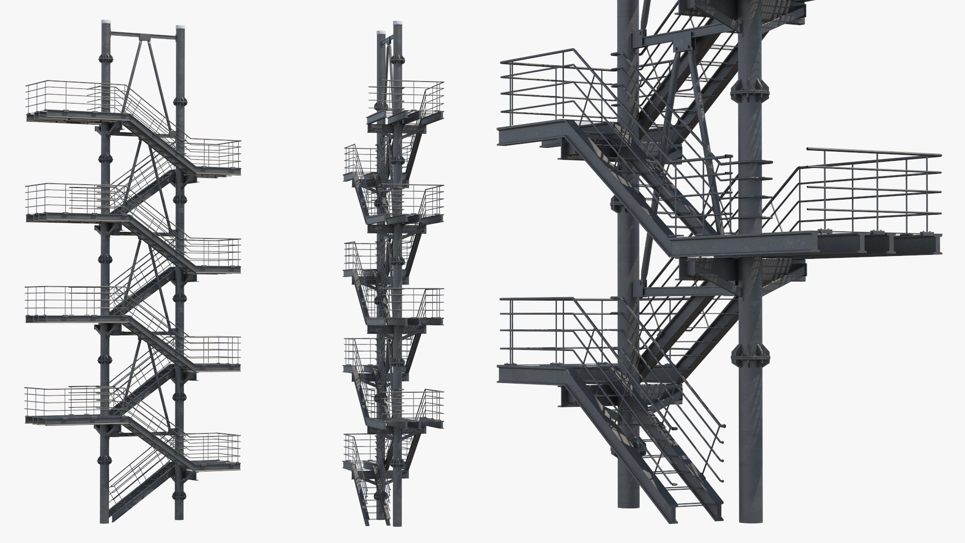 3D Modular Fire Escape Black - TurboSquid 2273741