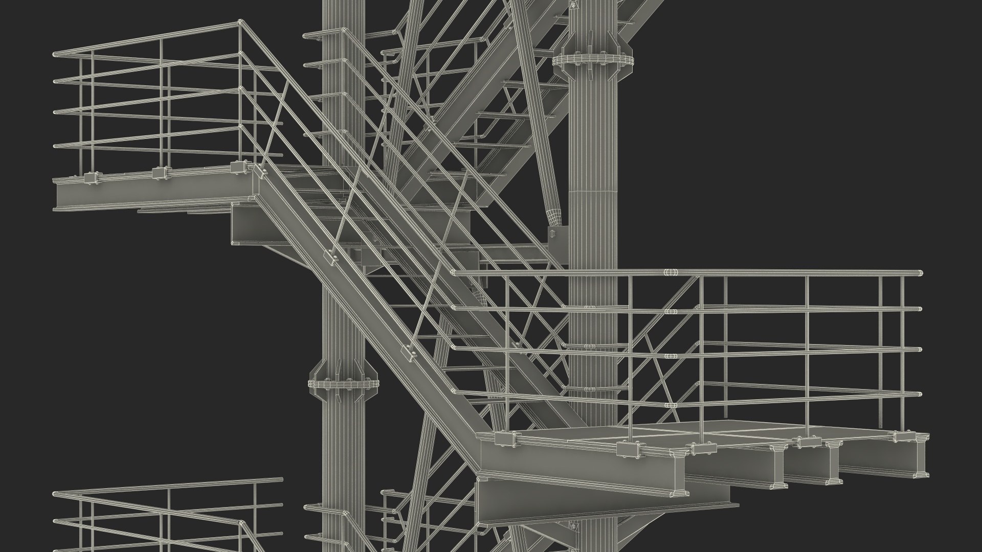 3D Modular Fire Escape Black - TurboSquid 2273741