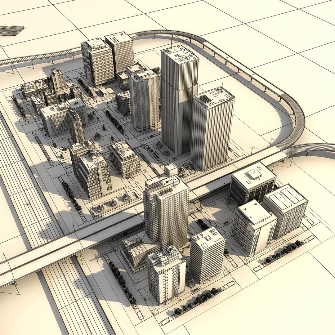 3d City Cityscape Highways