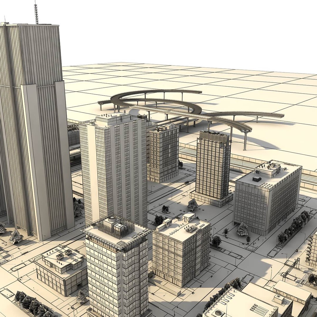 3d City Cityscape Highways