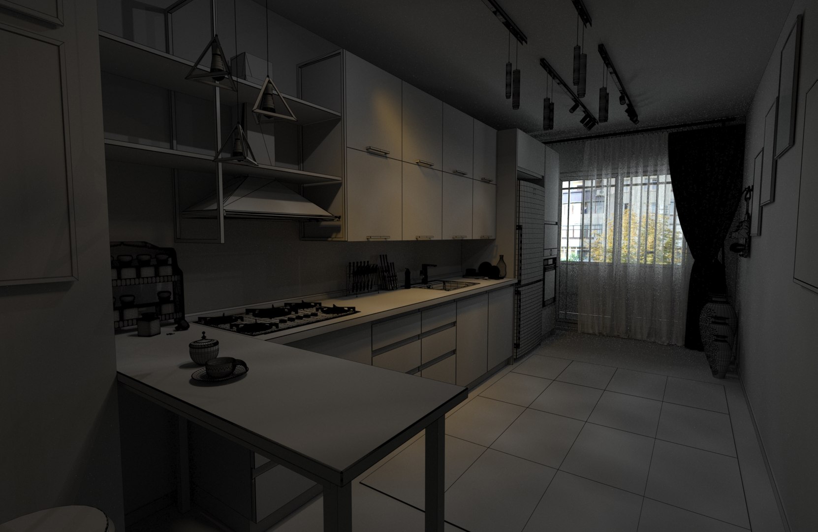 3D Realistic Modern Kitchen - TurboSquid 1405076
