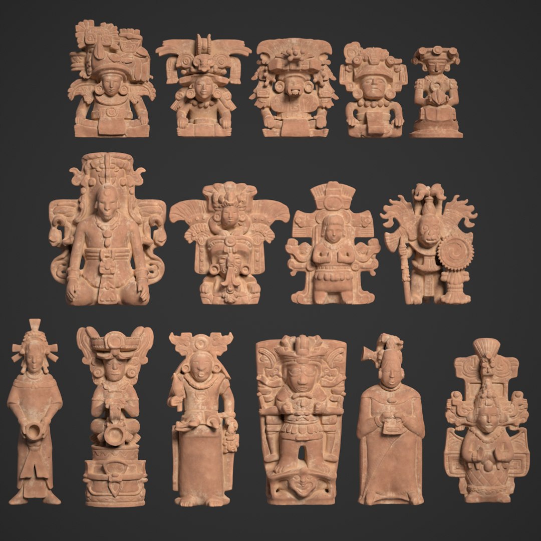 3D 15 Ancient Mayan Statues - 250120 - TurboSquid 2343203