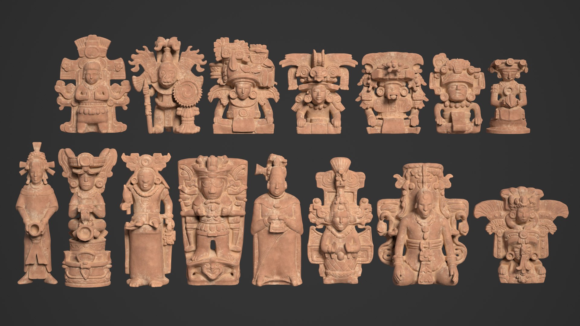 3D 15 Ancient Mayan Statues - 250120 - TurboSquid 2343203