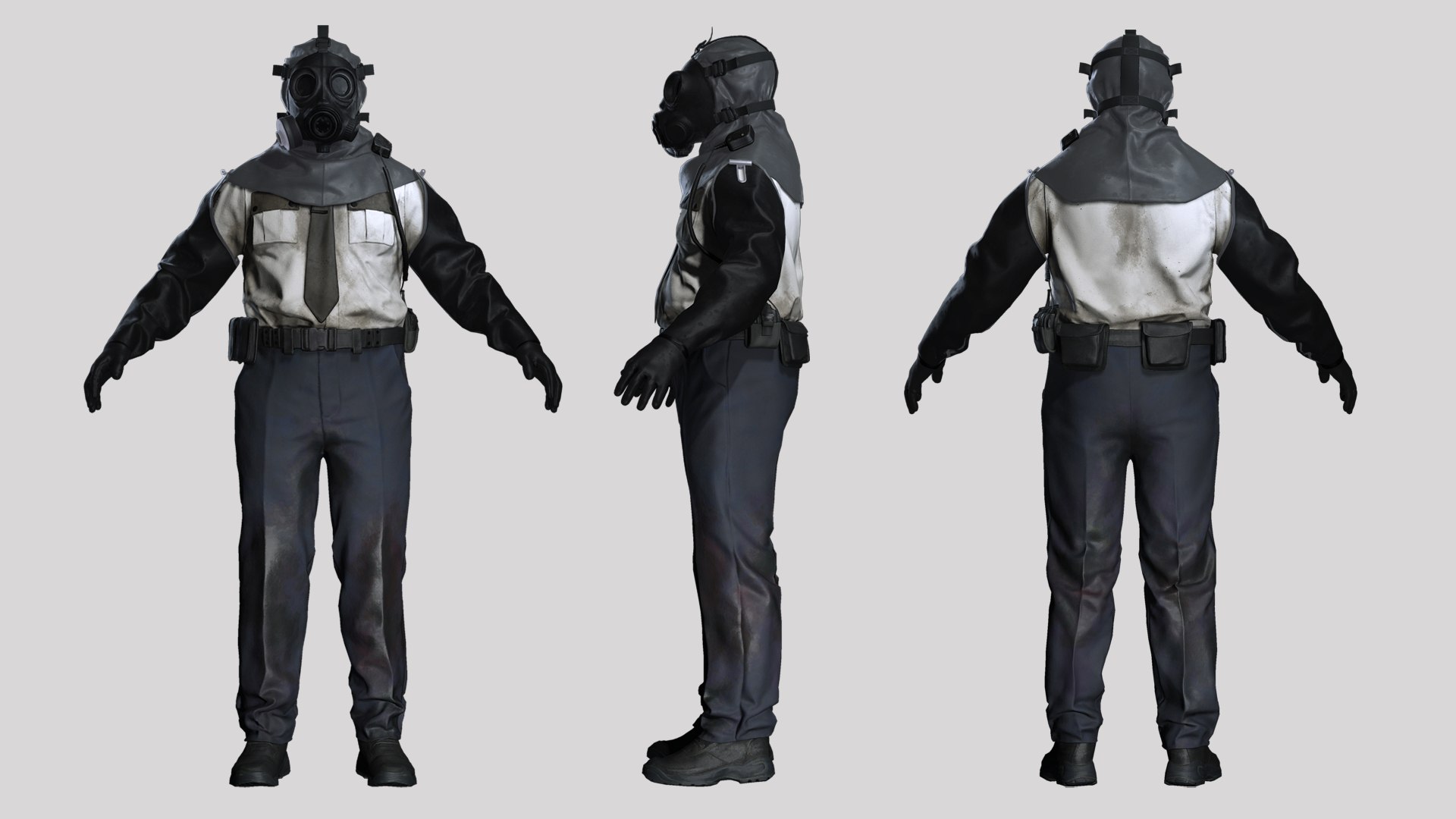 3D Model Post-Apocalyptic Survivor With Gas Mask - Game Ready ...