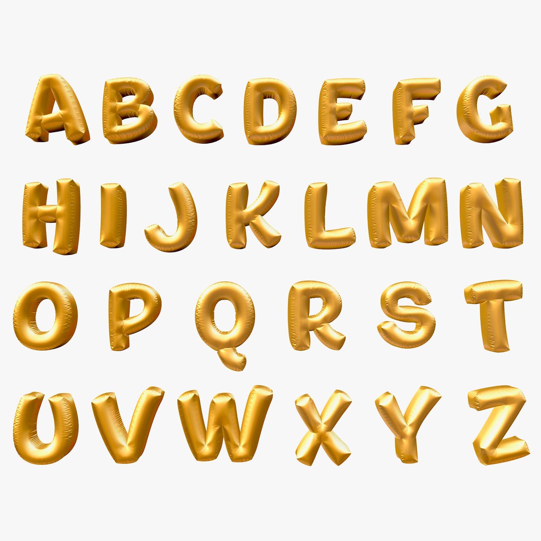Golden Balloons Alphabet Letters3D模型 - TurboSquid 1983681