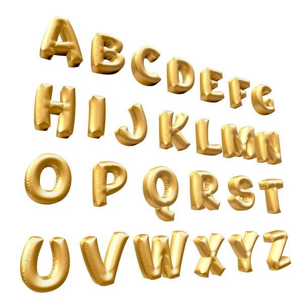 modelo 3d Golden Balloons Alphabet Letters - TurboSquid 1983681