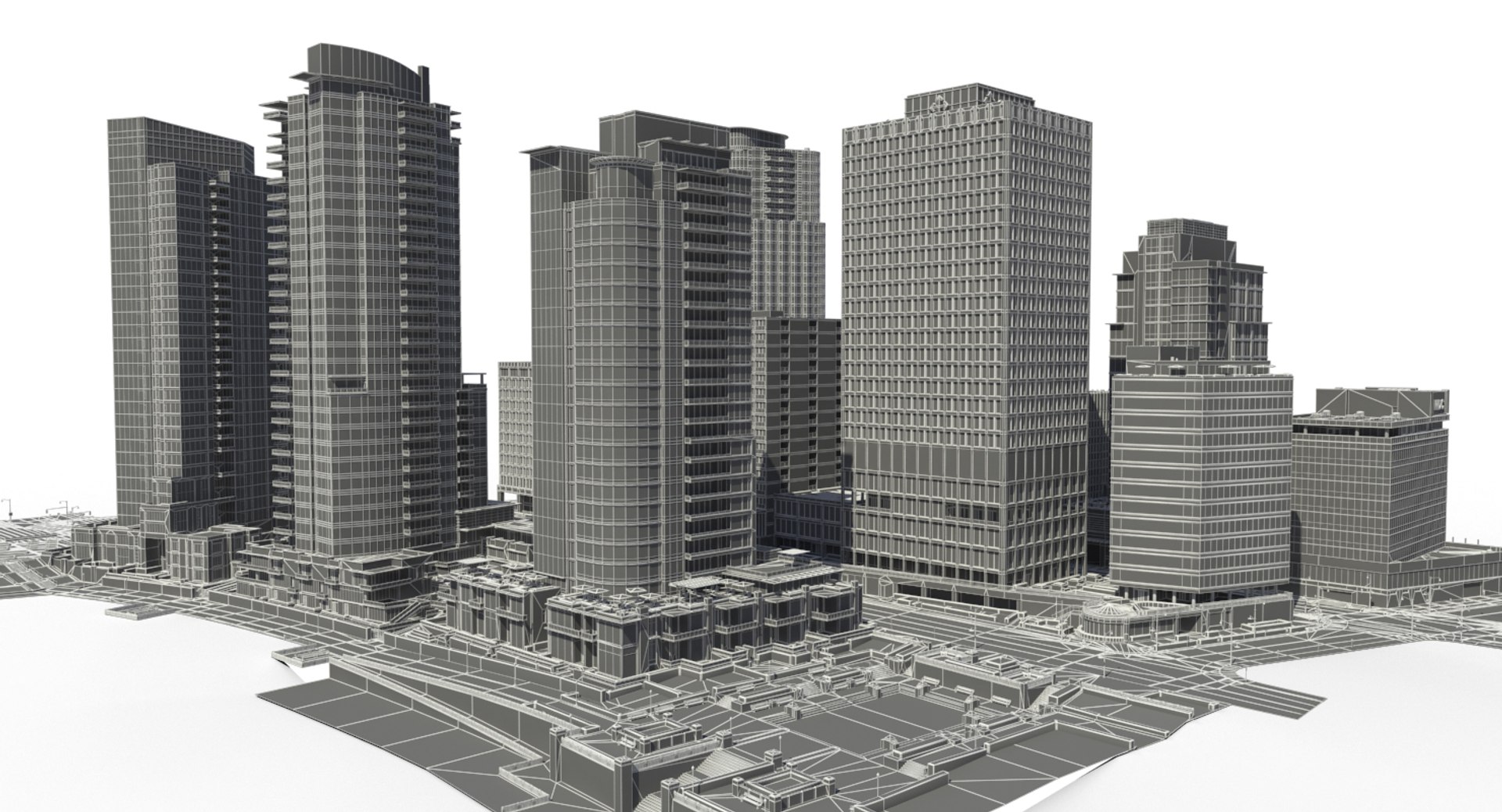 3d Model City Block Buildings