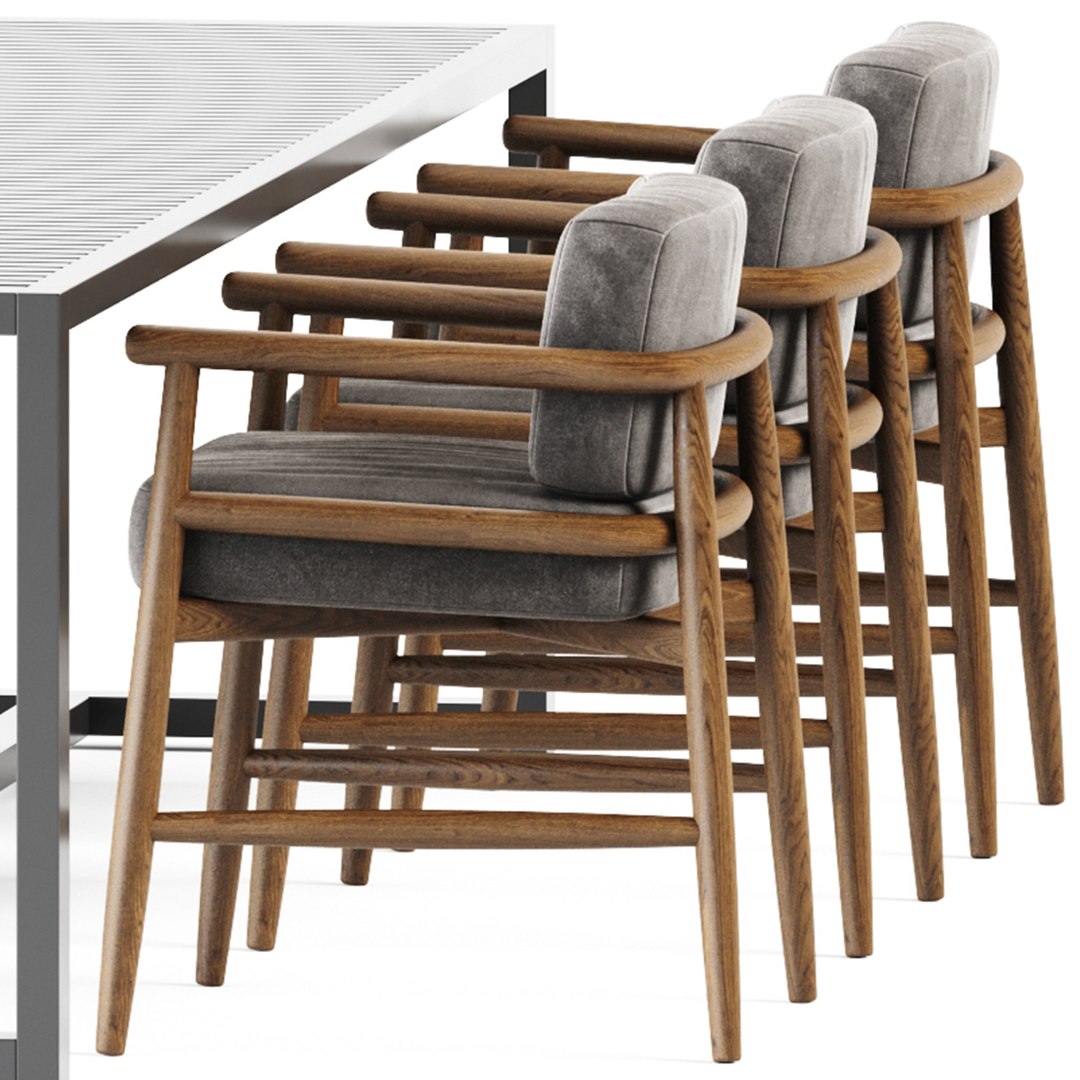 Table Dna Teak By Gandia Blasco And Armchair Teresina By Meridiani 3D ...