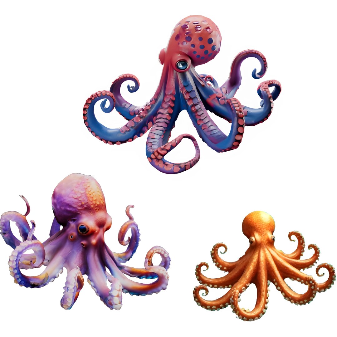 Chromatic Octopus Collection - Marine Art Series 3D - TurboSquid 2309492