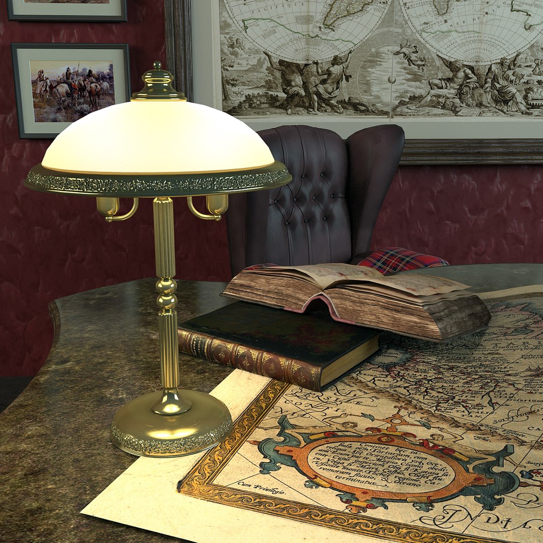 Antique Desk Library 3d Max