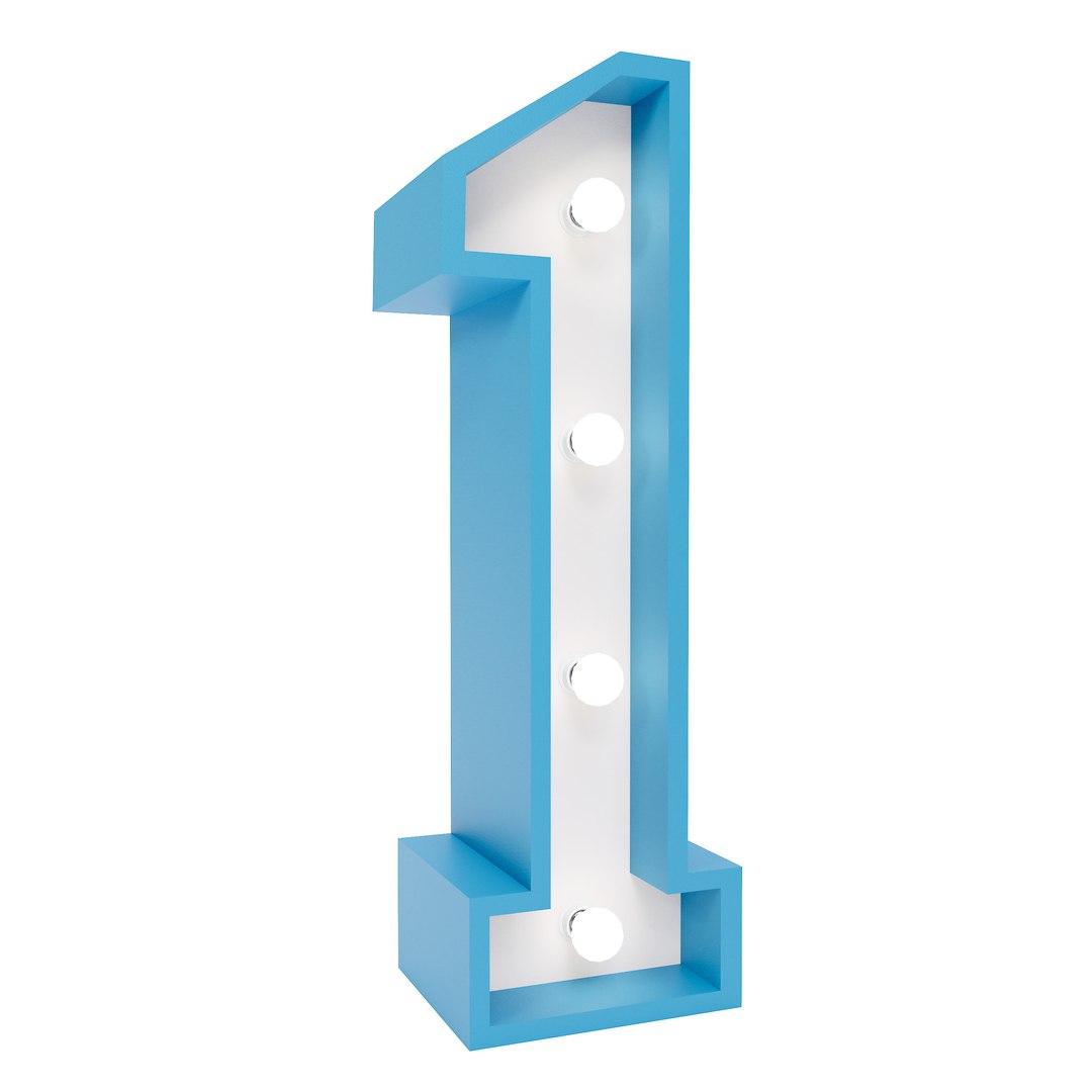 3D Marquee Number One Led Glow Sign 3dmodel - TurboSquid 1973028