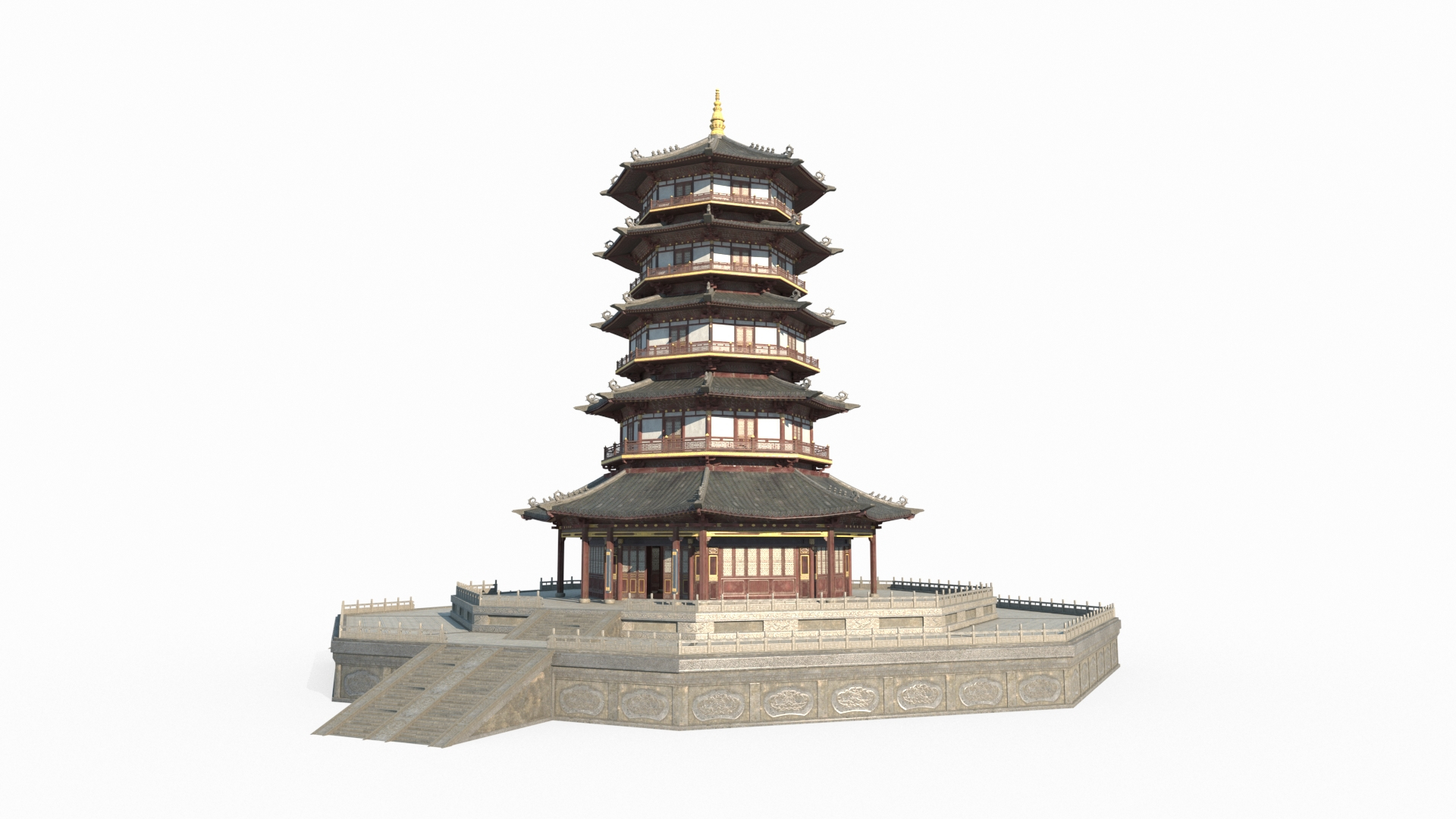 Large Towers In Ancient Asian Architecture 3D Model - TurboSquid 2046353