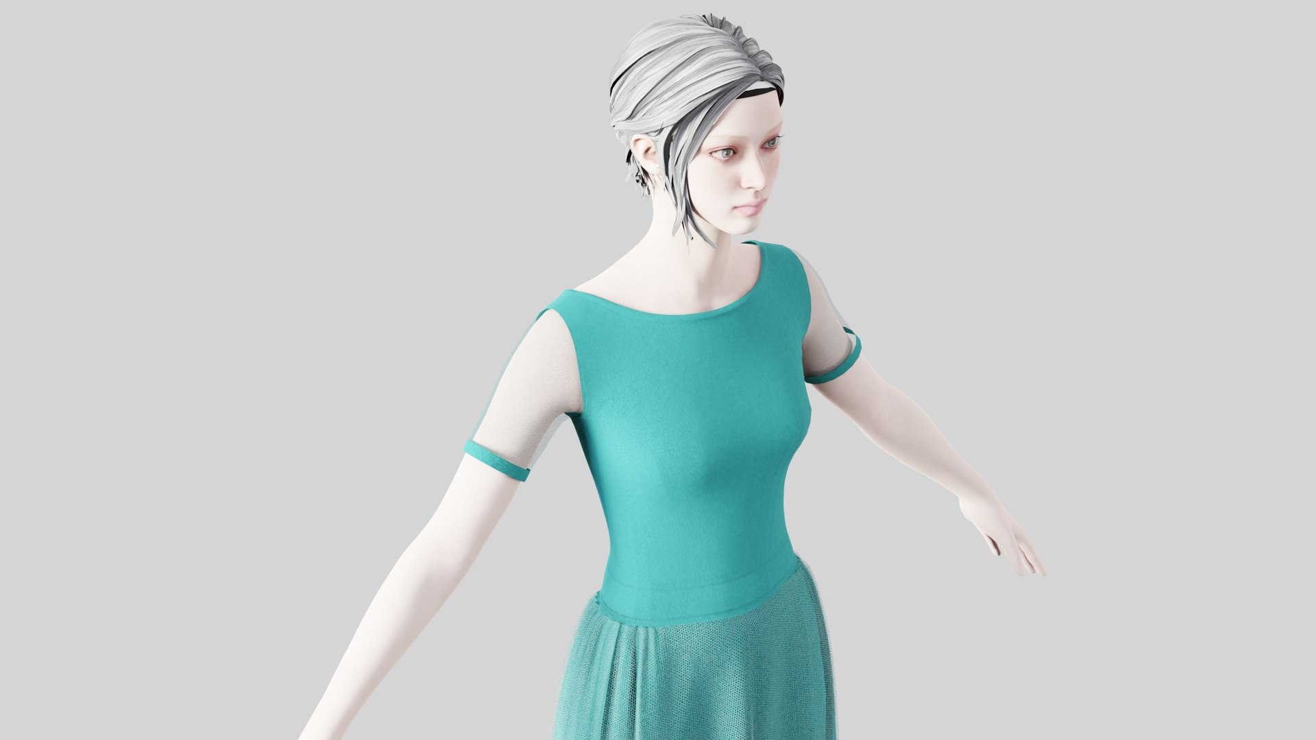 3D Dress 01 Dark Cyan - TurboSquid 2411910