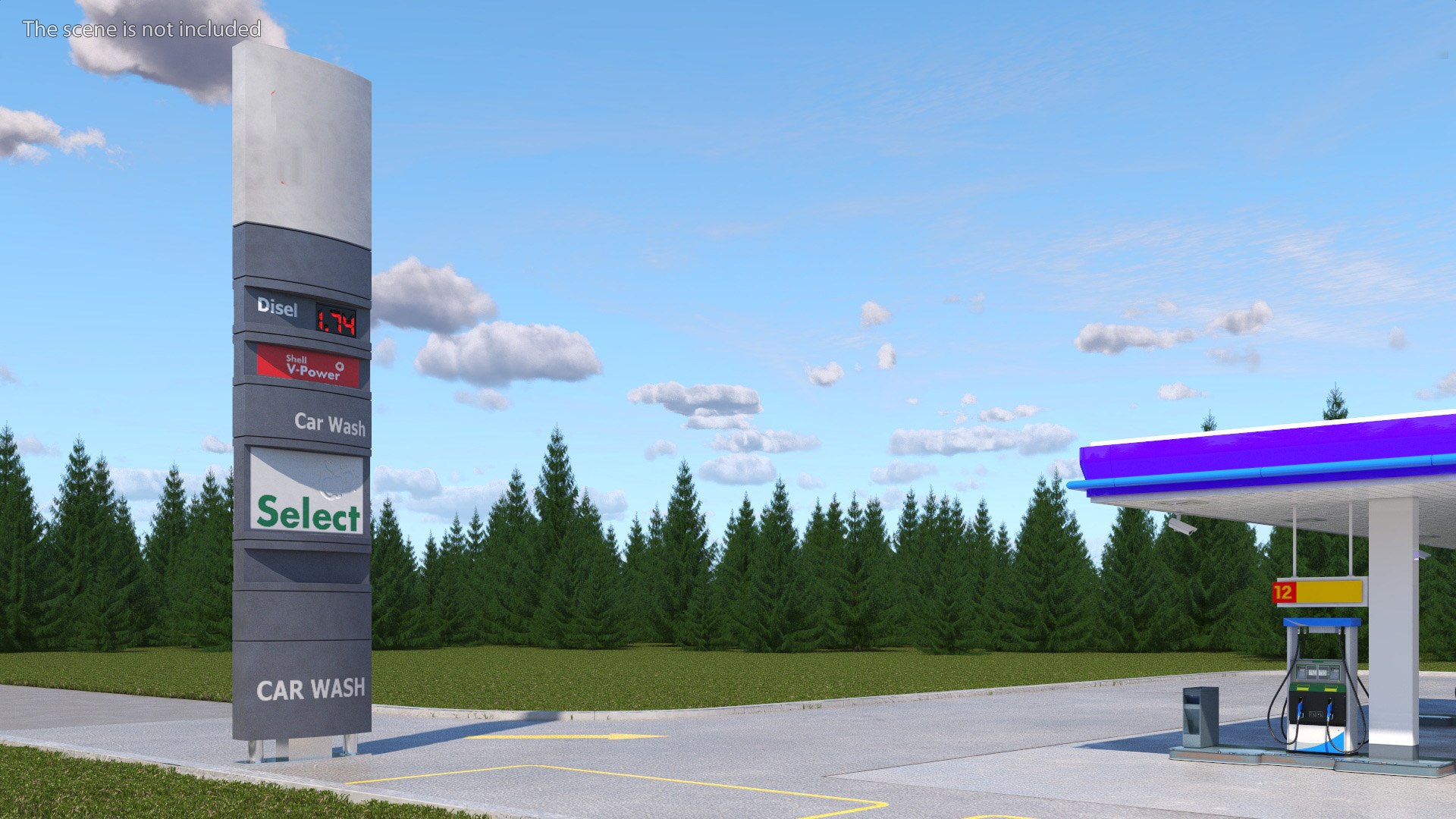 Gas Station Advertisement Column Model - TurboSquid 2117277