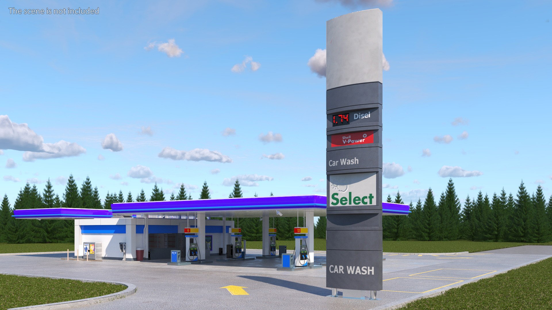 Gas Station Advertisement Column Model - TurboSquid 2117277