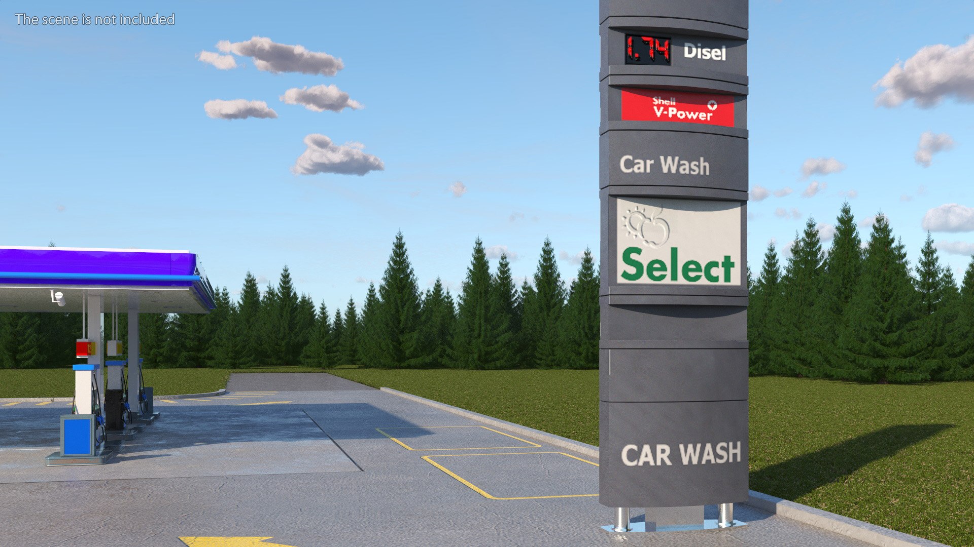 Gas Station Advertisement Column Model - TurboSquid 2117277