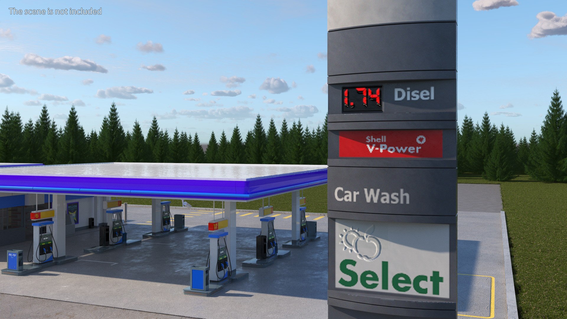 Gas Station Advertisement Column Model - TurboSquid 2117277