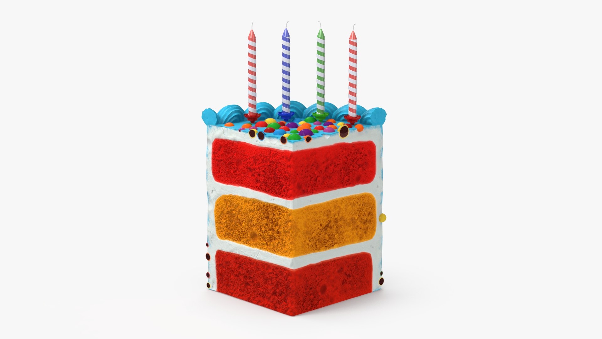 3D Birthday Cake Slice With Candles - TurboSquid 2193381
