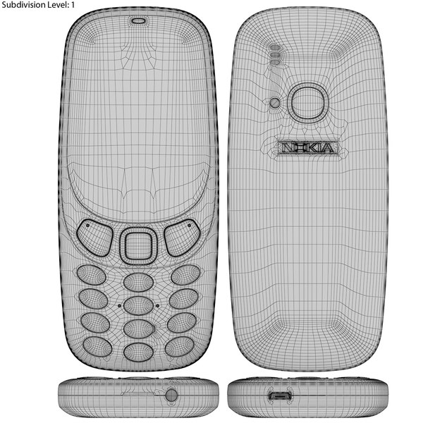 3d realistic nokia 3310 2017 model