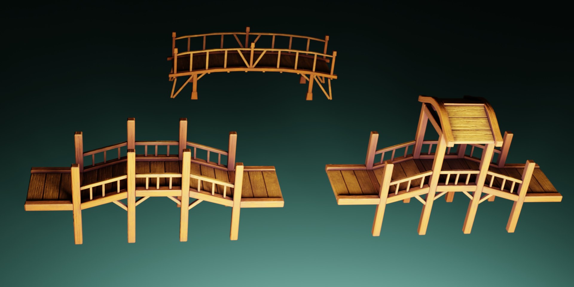 3D Rock And Wood Bridges Model - TurboSquid 2275551