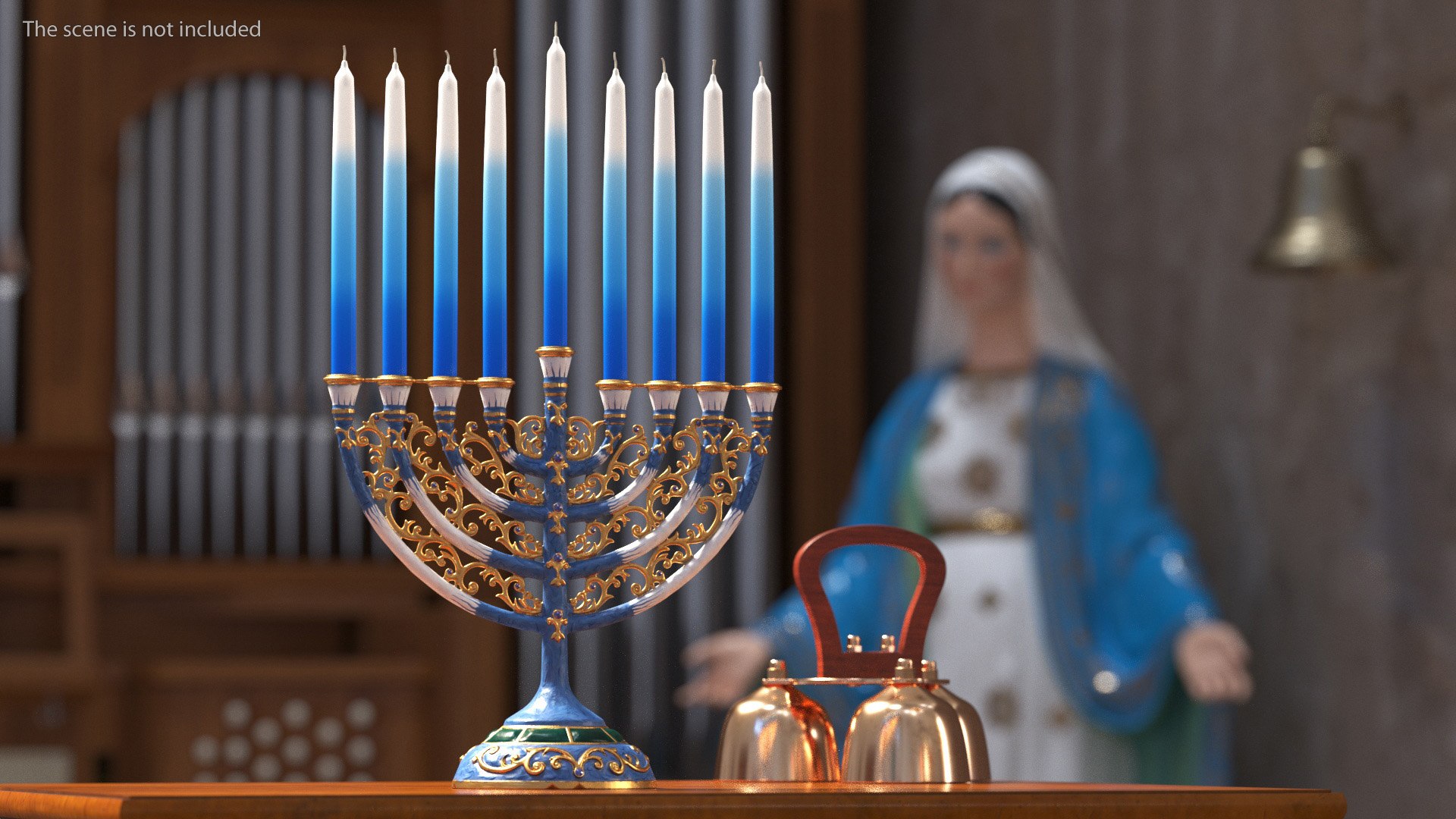 Glazed Hanukkah Candlestick With Candles 3D Model - TurboSquid 2028888