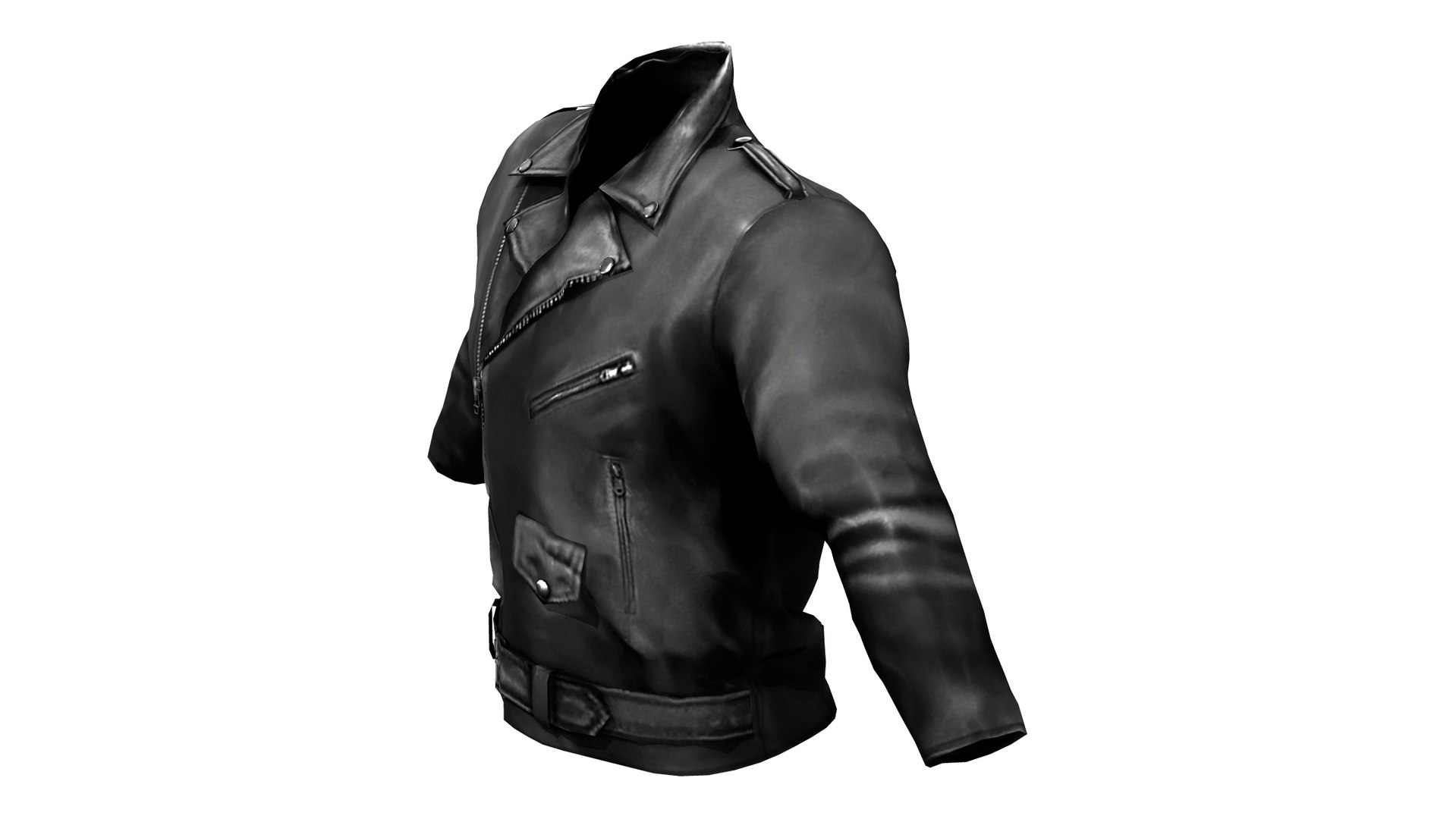 Men Slim Fit Leather Biker Jacket 3D Model - TurboSquid 1859782