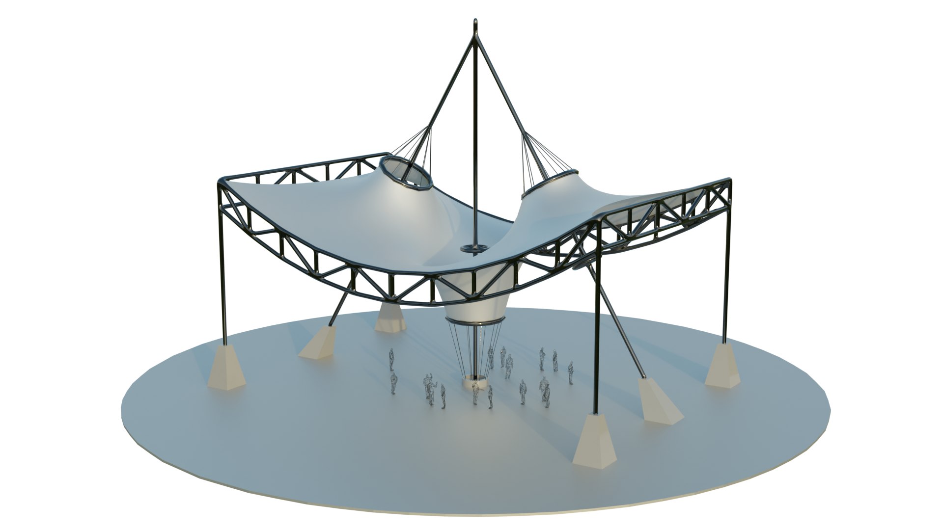 3D Tensile Structure Canopy Set 04 Model - TurboSquid 2357914