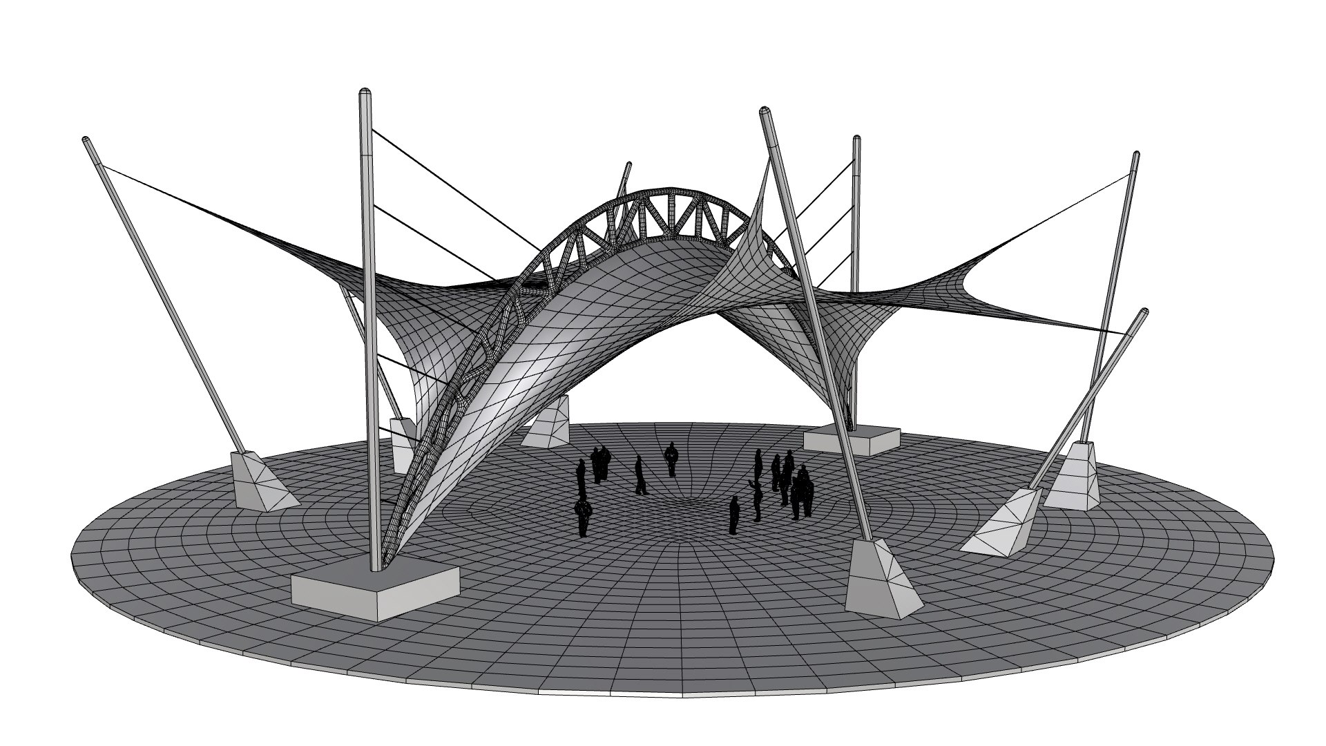 3D Tensile Structure Canopy Set 04 Model - TurboSquid 2357914