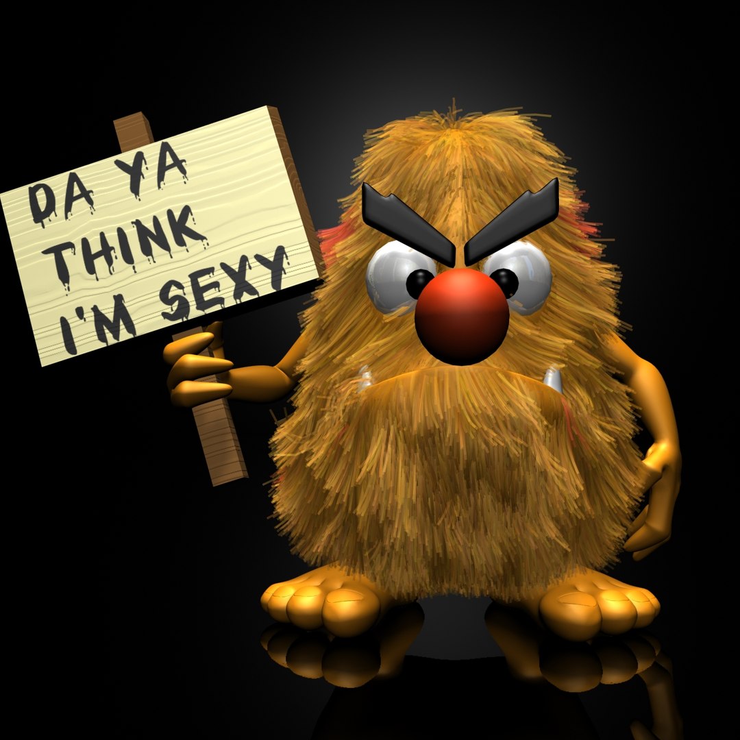 Cartoon Hairy Monster Rigged 3d Model