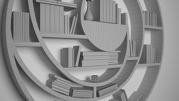 3D Bookshelf spiral shell with books - TurboSquid 1832572
