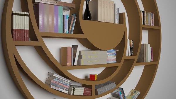 3D Bookshelf spiral shell with books - TurboSquid 1832572