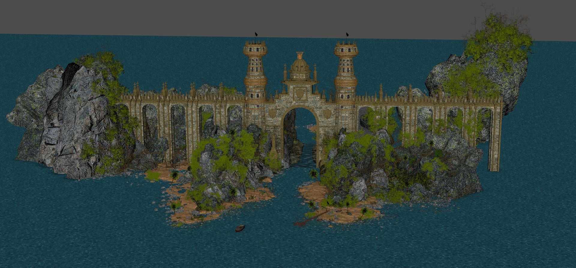 3D Fantasy Towers Bridge Gate - TurboSquid 1936380