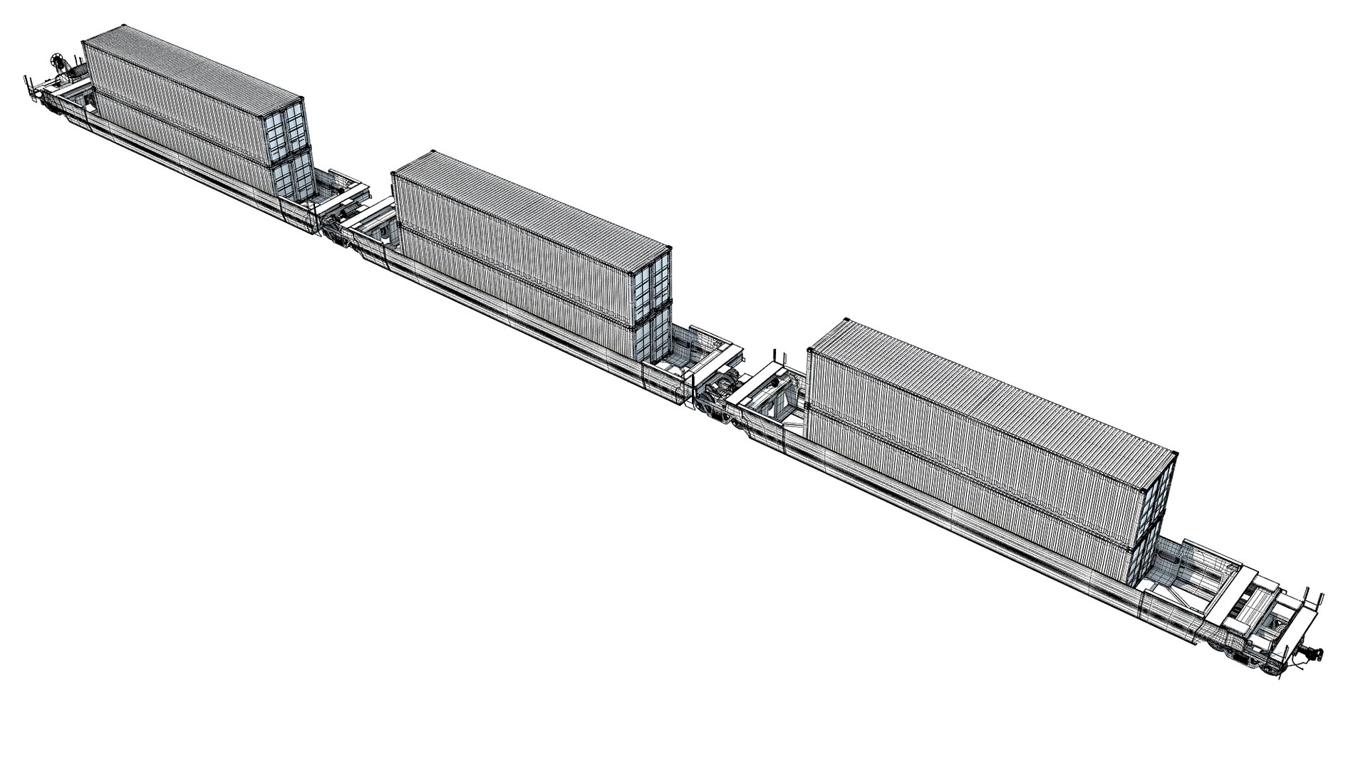 3D model railroad double stack cars - TurboSquid 1615926