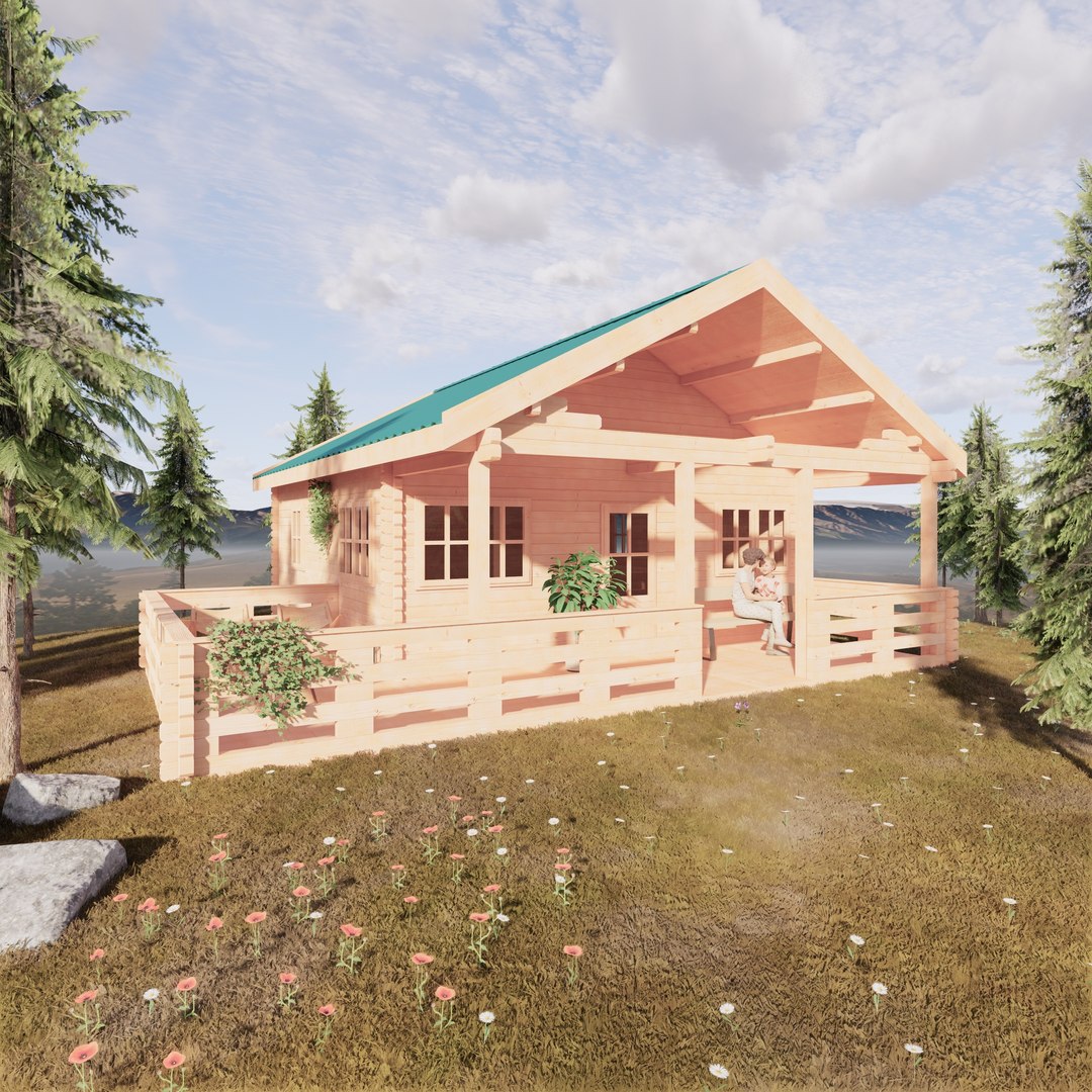 Wood Cottage - Revit Model - TurboSquid 1496623