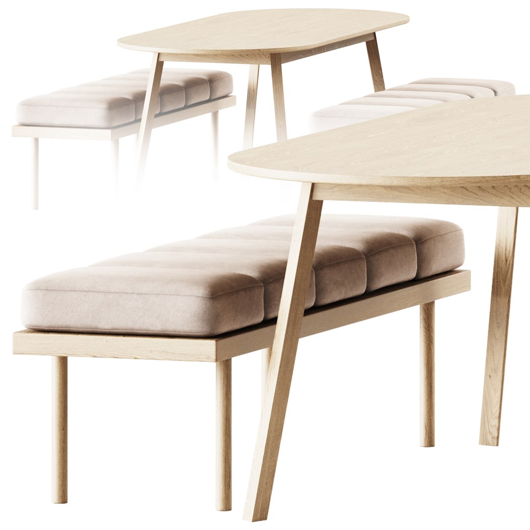 Triangle Leg Table By Hay And Valentino Bench By Missana 3D Model ...