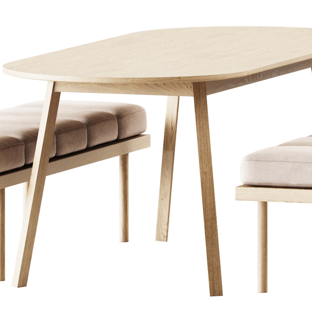 Triangle Leg Table By Hay And Valentino Bench By Missana 3D Model ...