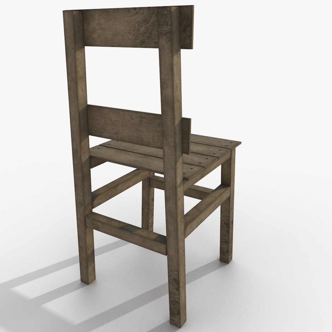 simple wooden chair 3d obj
