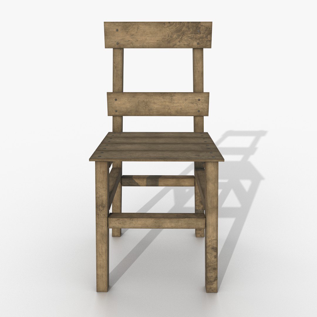 simple wooden chair 3d obj