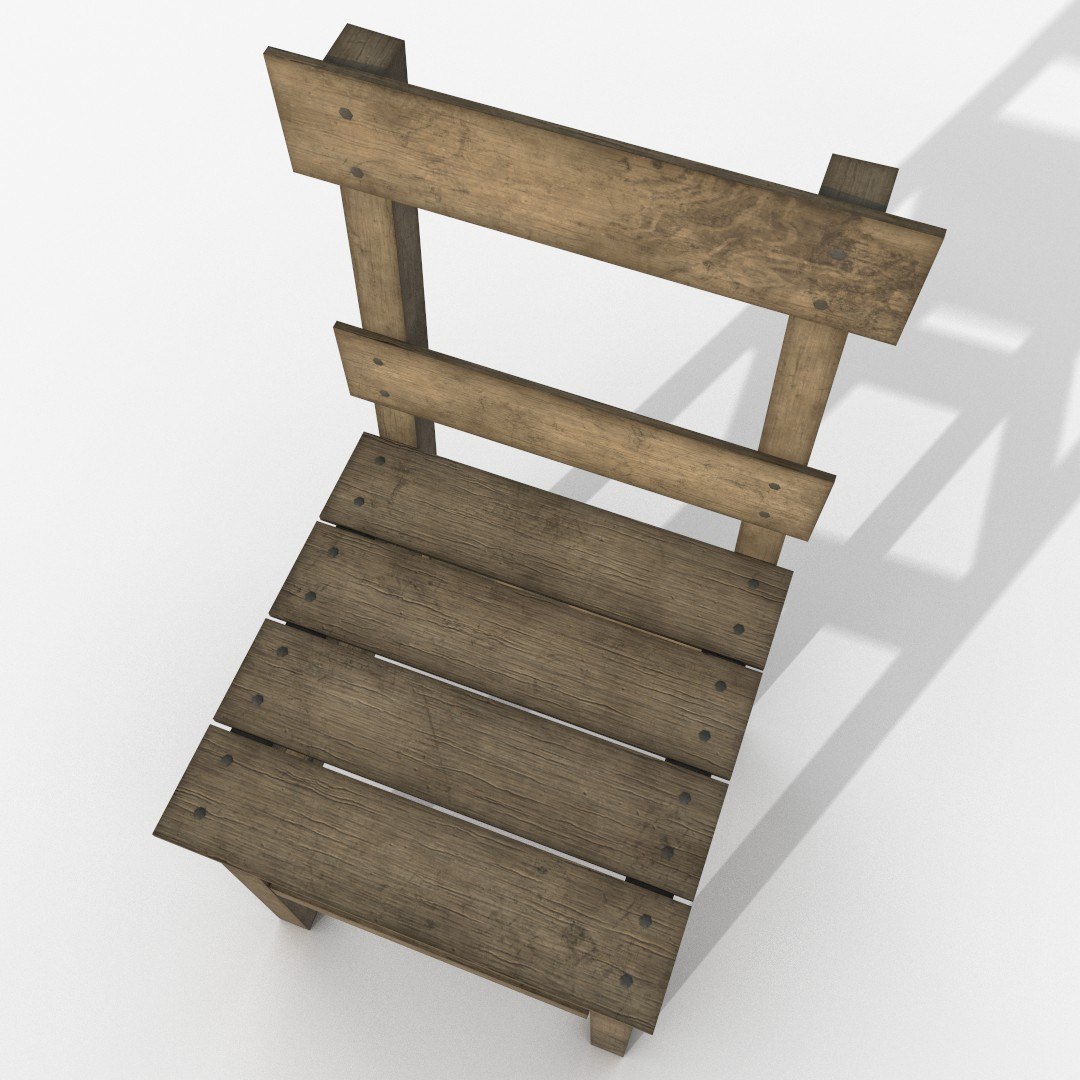 simple wooden chair 3d obj