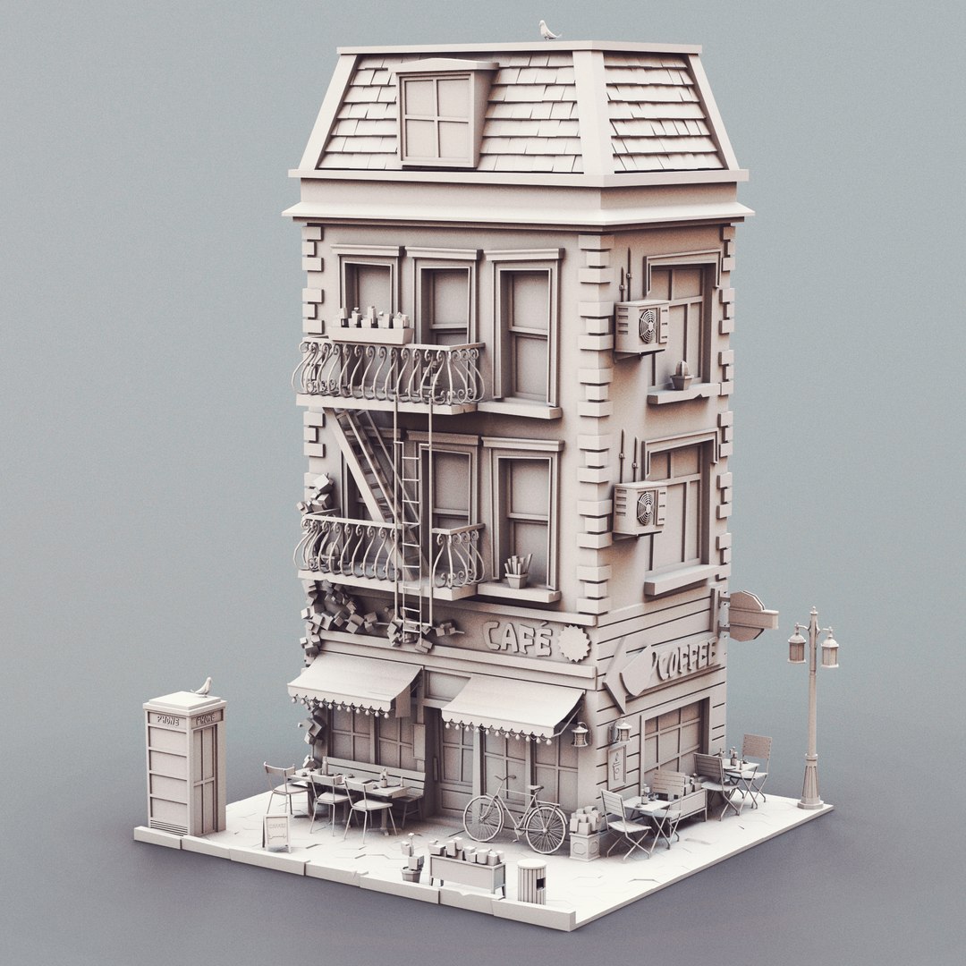Low Poly Cafe 01 Model - TurboSquid 2002196