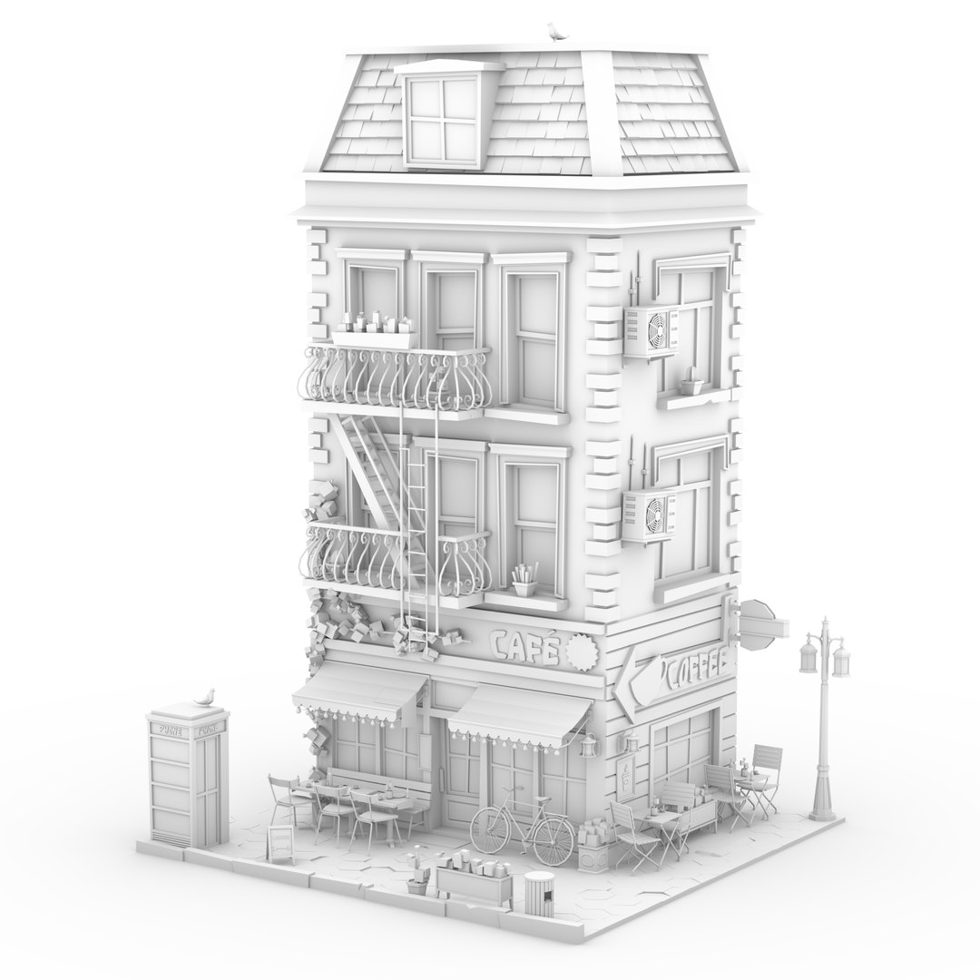 Low Poly Cafe 01 Model - TurboSquid 2002196