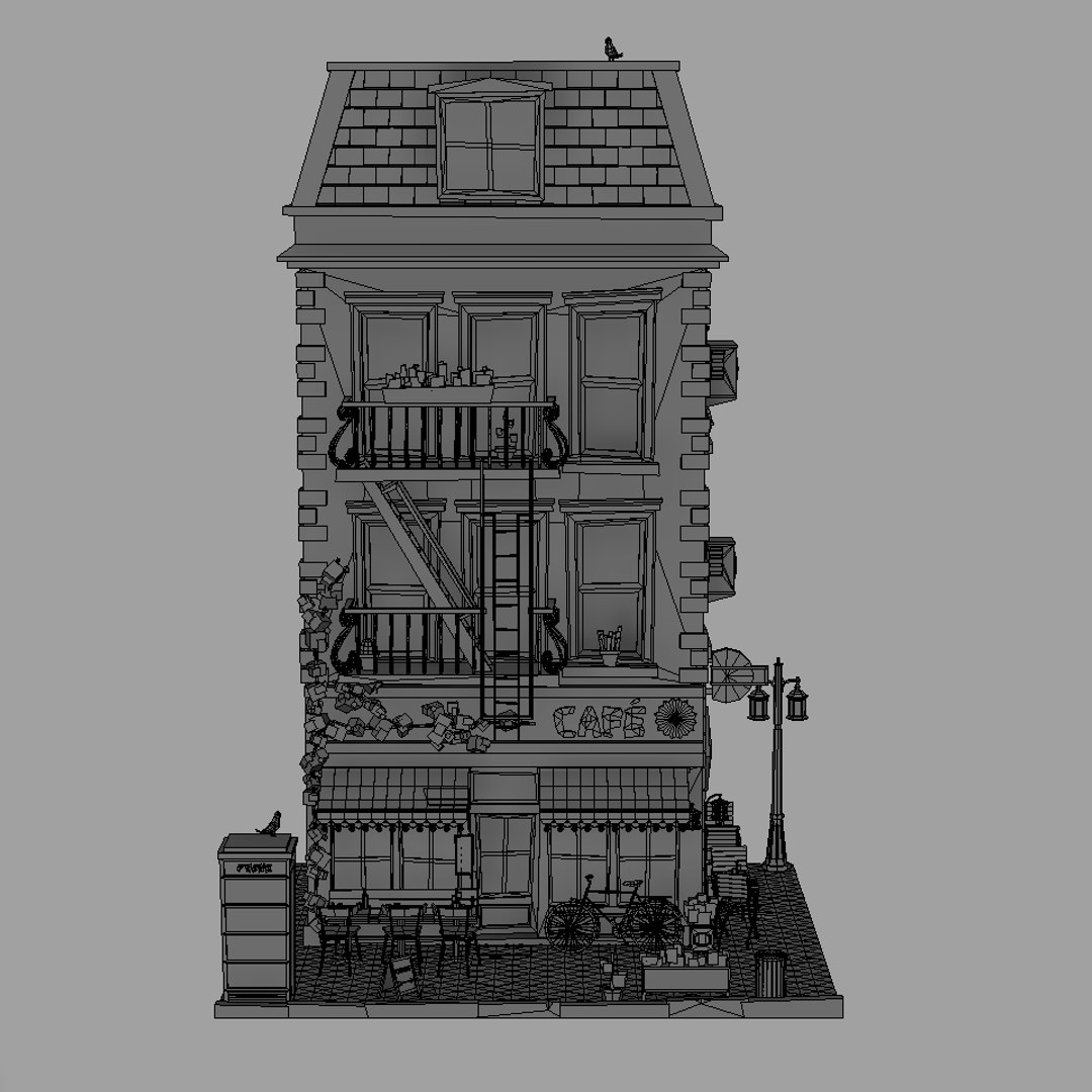 Low Poly Cafe 01 Model - TurboSquid 2002196
