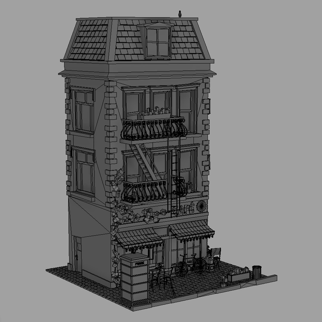 Low Poly Cafe 01 Model - TurboSquid 2002196