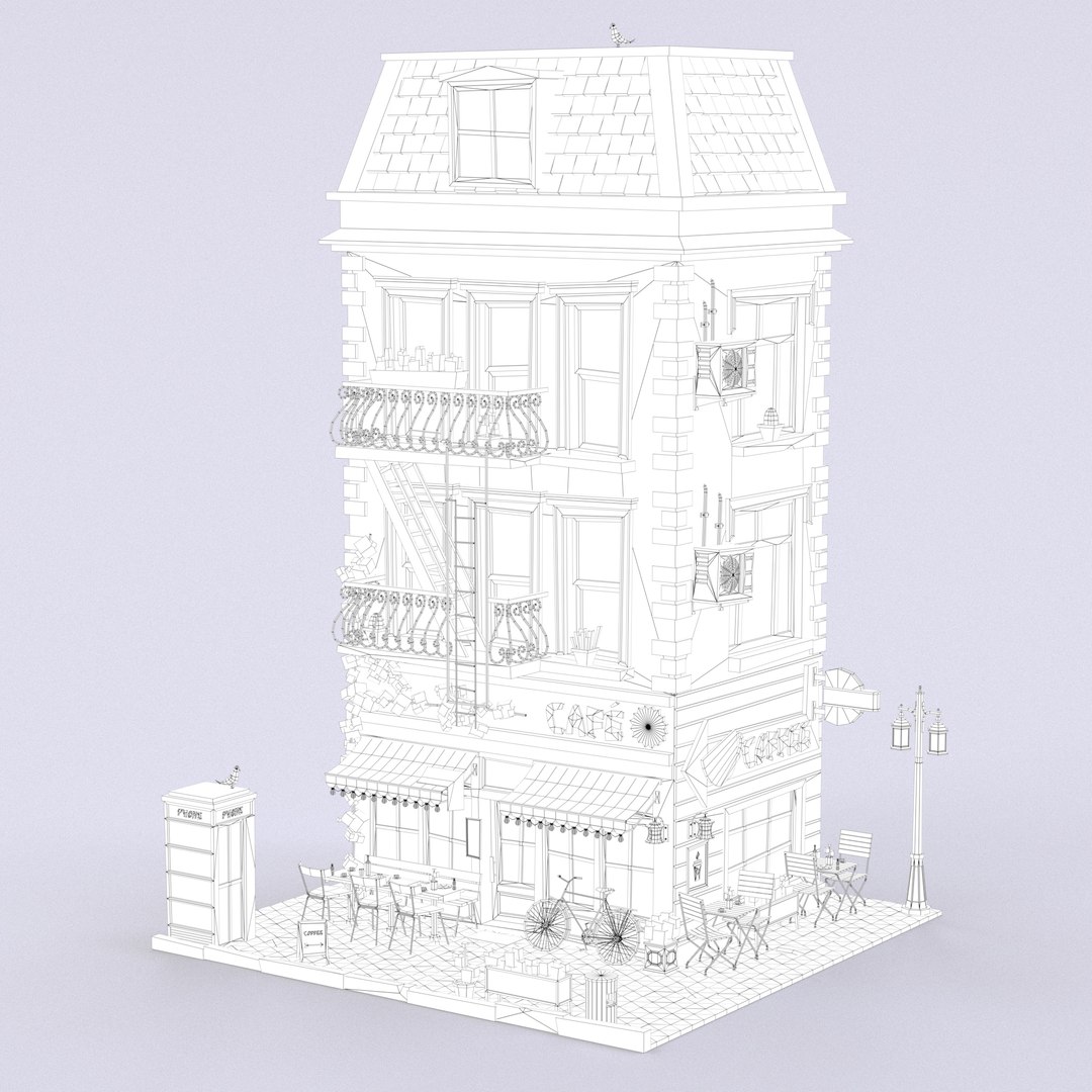 Low Poly Cafe 01 Model - TurboSquid 2002196