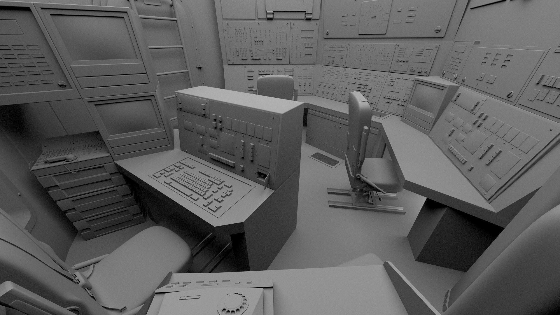 3D Ballistic Missile Launch Control Center Model - TurboSquid 1847951