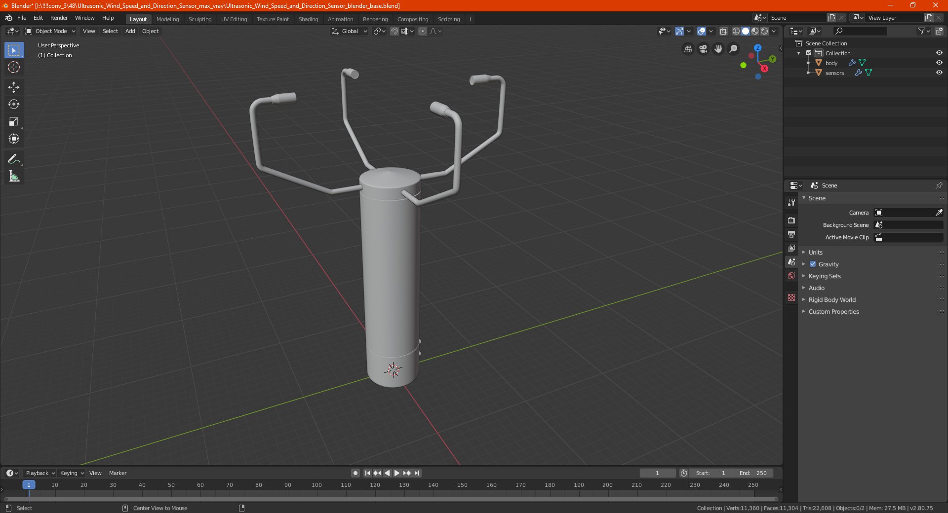 3D Ultrasonic Wind Speed Direction Model - TurboSquid 1643687