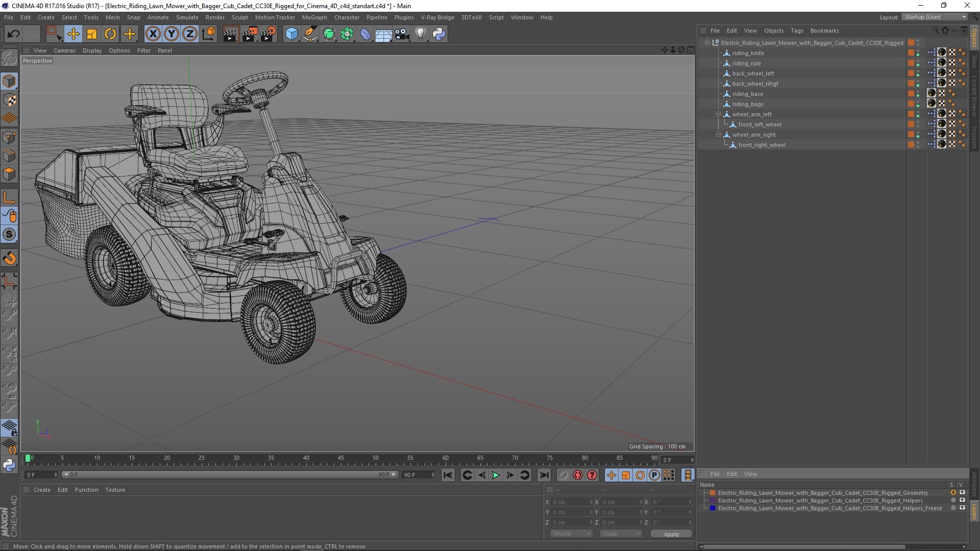 3D Electric Riding Lawn Mower with Bagger Cub Cadet CC30E Rigged for ...