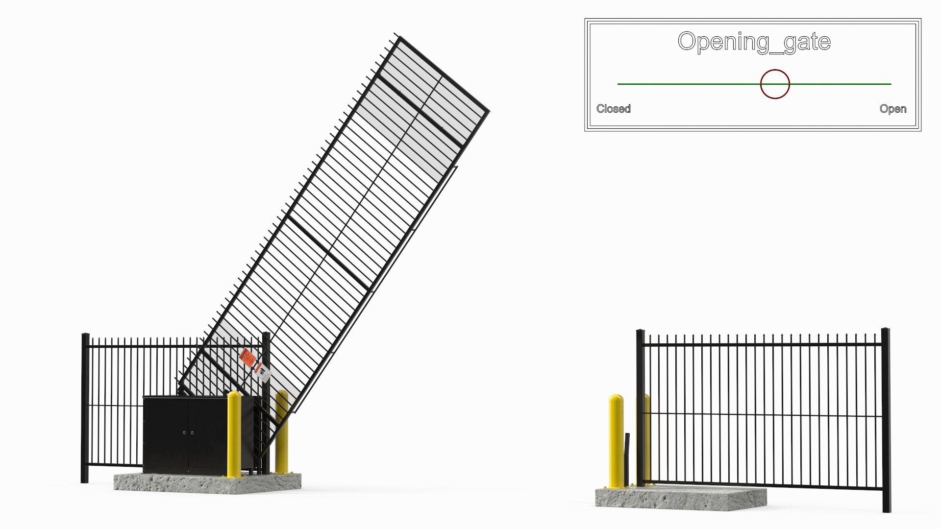 Vertical Pivot Gates Black Rigged 3D Model - TurboSquid 2202086