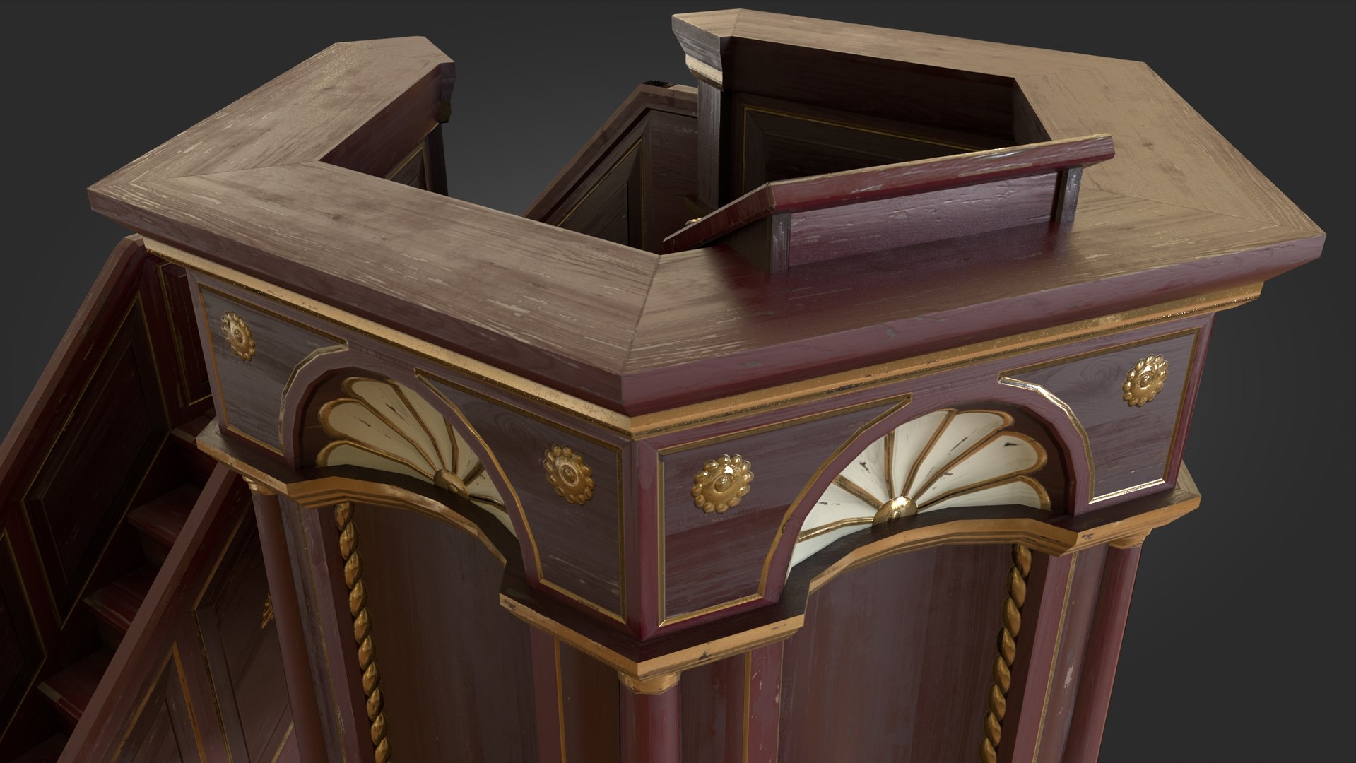Medieval Church Pulpit Red - PBR 3D - TurboSquid 1817195